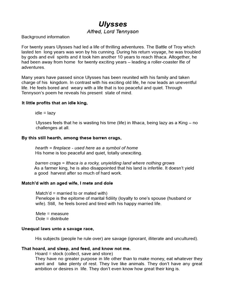 Ulysses Notes | PDF | Odysseus