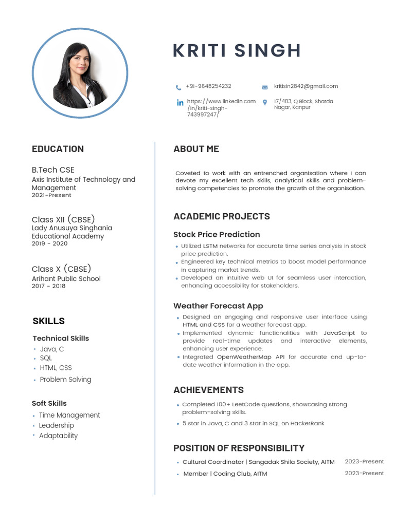 Kriti Singh's Tech Skills & Projects | PDF | Mobile App | Software