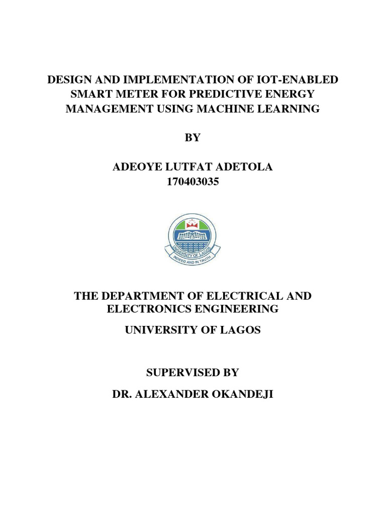 Design and Implementation of Iot-Enabled Smart Meter For Predictive ... Design and Implementation of Iot-Enabled Smart Meter For Predictive ...
