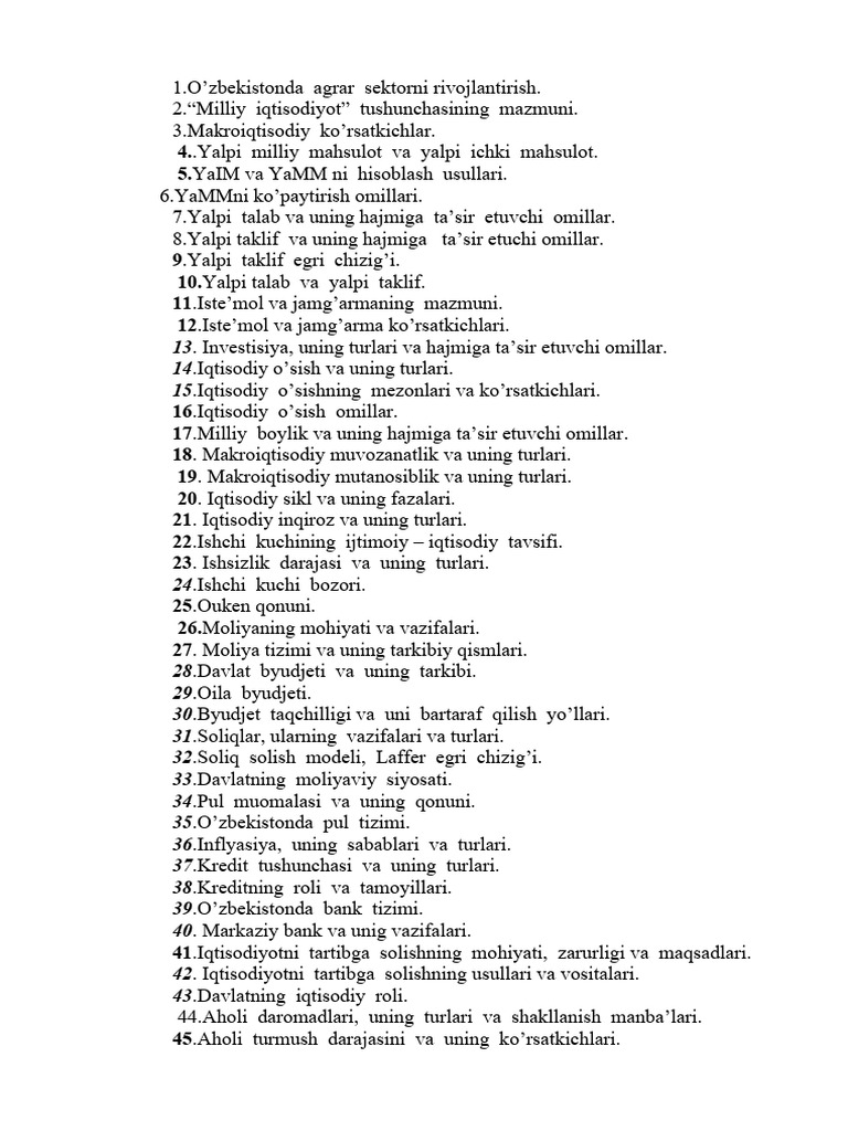 Iqt - Nazariya-2 Yakuniy Savollar | PDF