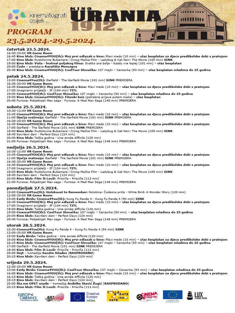 Program Kina Urania 23.5.-29.5.2024 | PDF