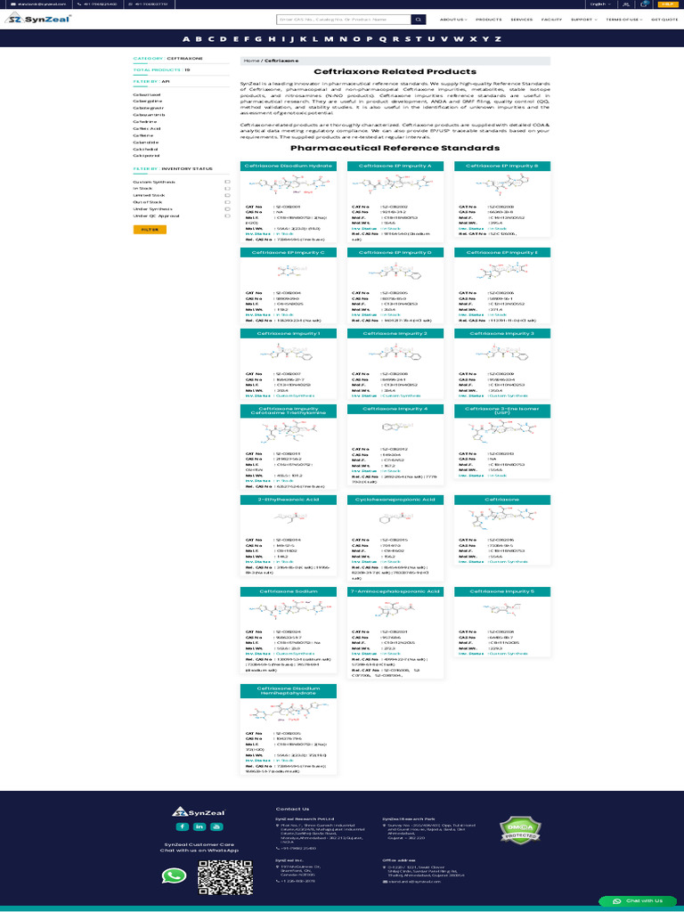 Ceftriaxone Impurities Reference Standard SynZeal Research | PDF ...
