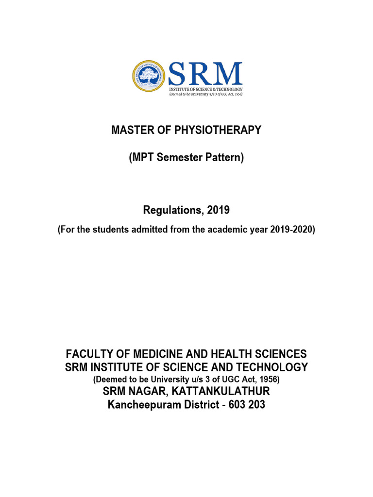 BPT PG Reg 2019 | PDF | Thesis | Physical Therapy