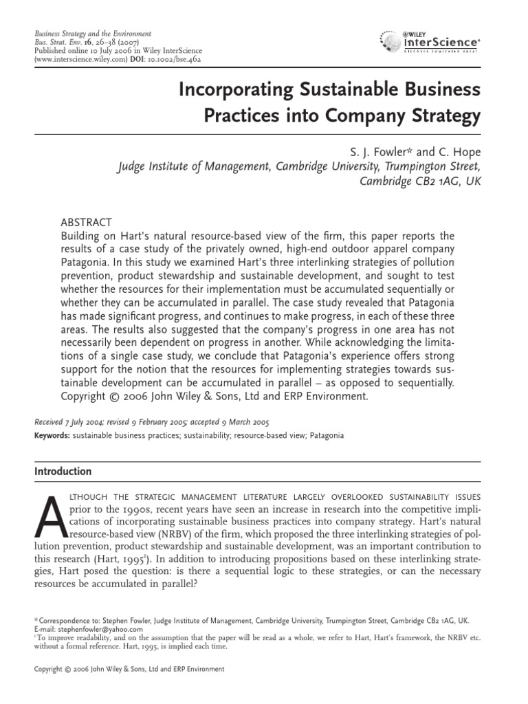 Incorporating Sustainable Business Practices Into Company Strategy ...