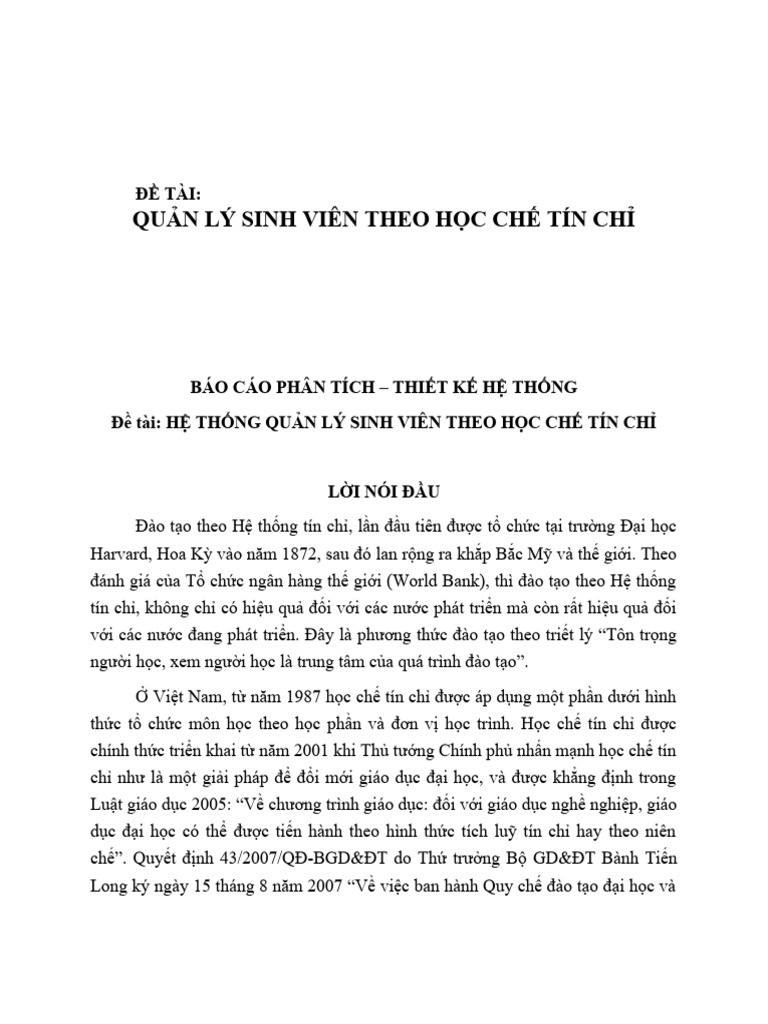 Phan Tich Thiet Ke He Thong Quan Ly Sinh Vien | PDF