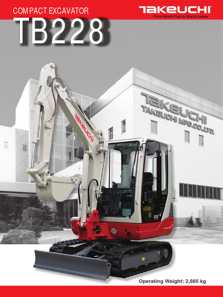 TB228 Compact Excavator Specs | PDF | Vehicle Technology | Automotive ...
