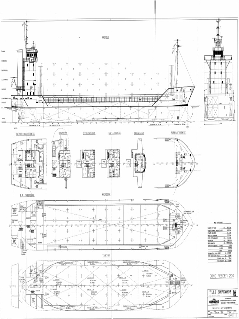 6200 205 TEU Container Vessel. General Arrangement | PDF