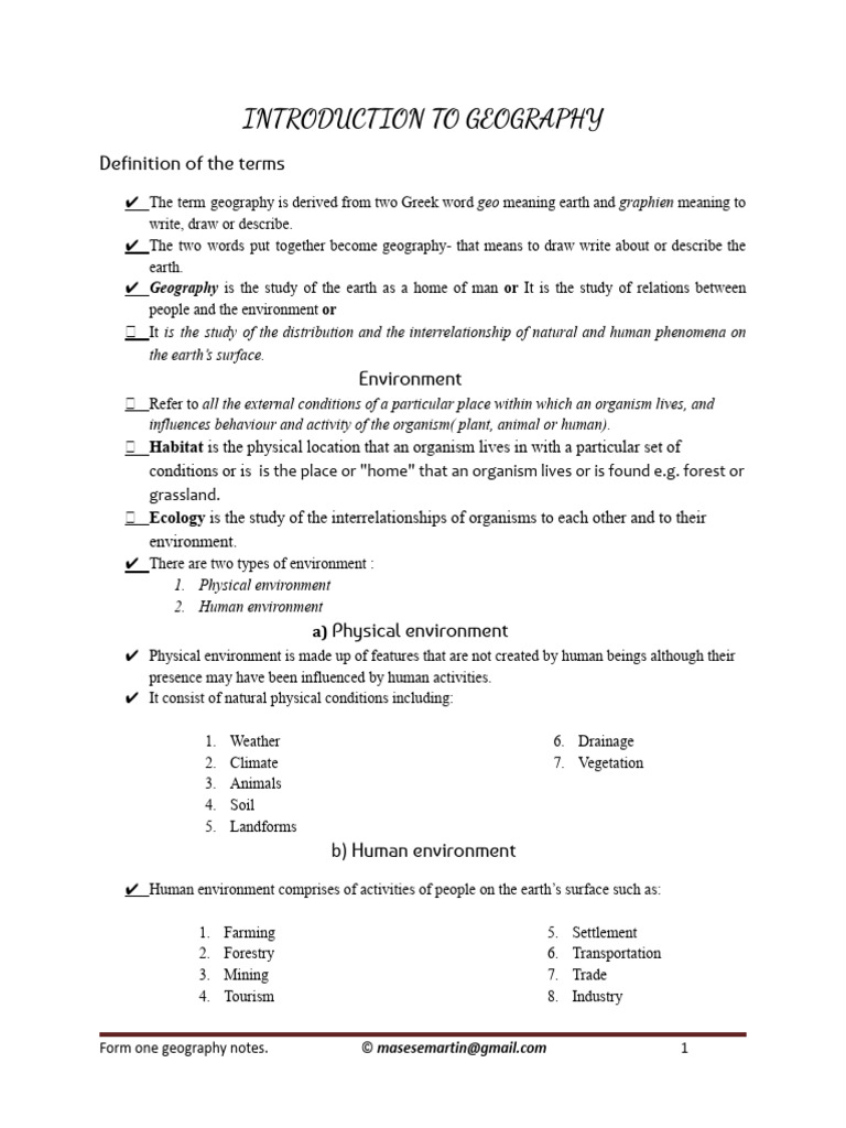 Introduction to Geography Concepts | PDF | Geography | Natural Environment