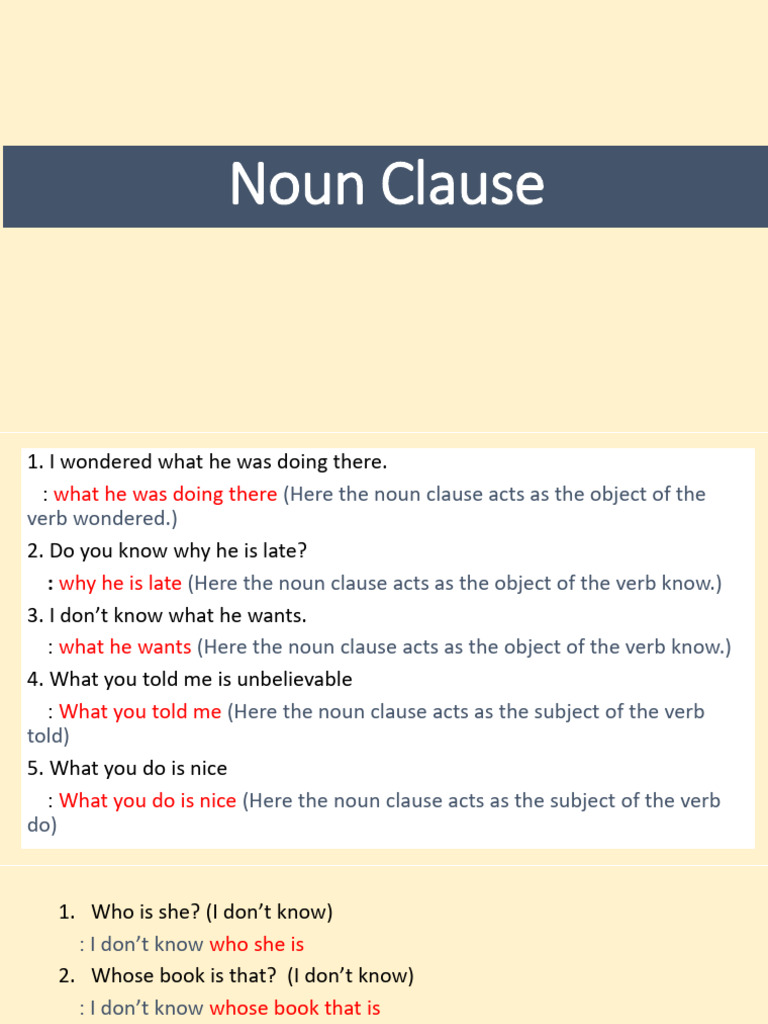 เฉลย Noun Clause | PDF | Verb | Subject (Grammar)