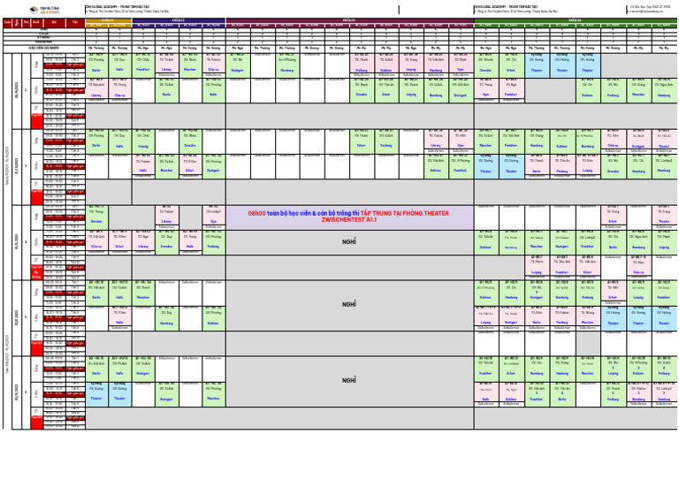 THỜI KHÓA BIỂU GIẢNG DẠY (Klassenbuch) - DHK ĐỨC - OK | PDF