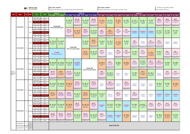 THỜI KHÓA BIỂU GIẢNG DẠY - DHK ĐỨC - V2- Final | PDF