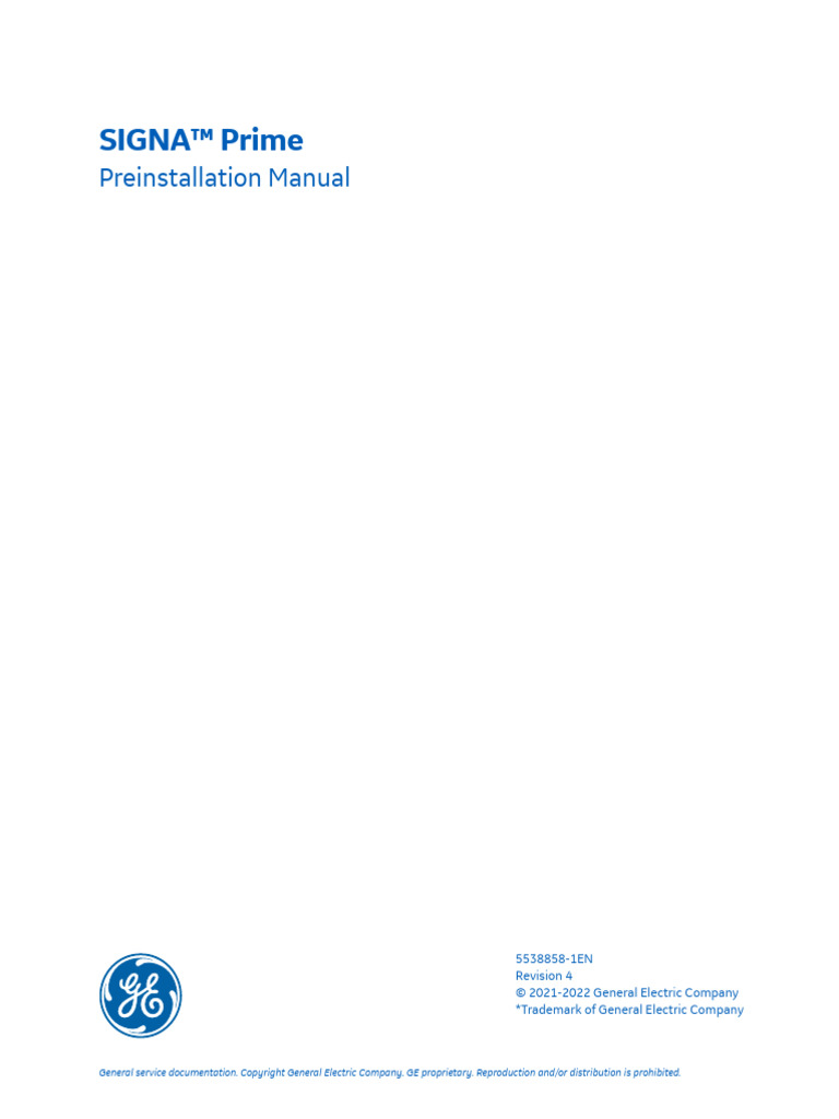SIGNA Prime Preinstallation Manual - PIM - 5538858-1EN - 4 | PDF | Building Engineering