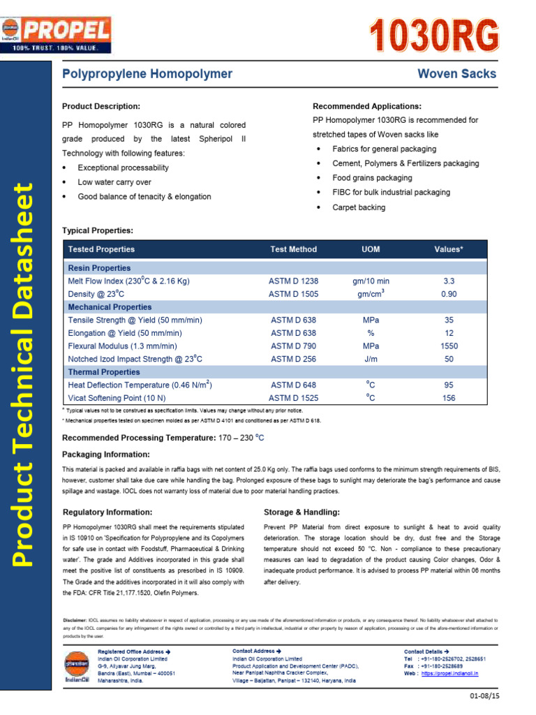 1030RG | PDF | Polymers | Materials Science