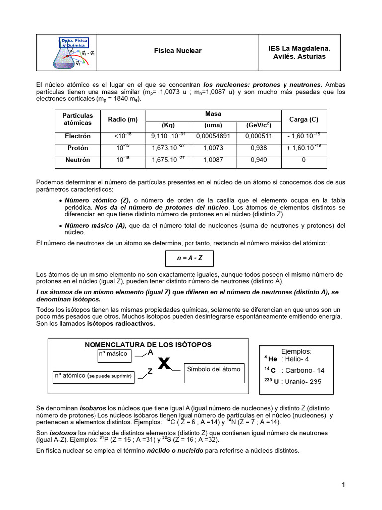 Conceptos Clave de Física Nuclear | PDF | Neutrón | Desintegración ...