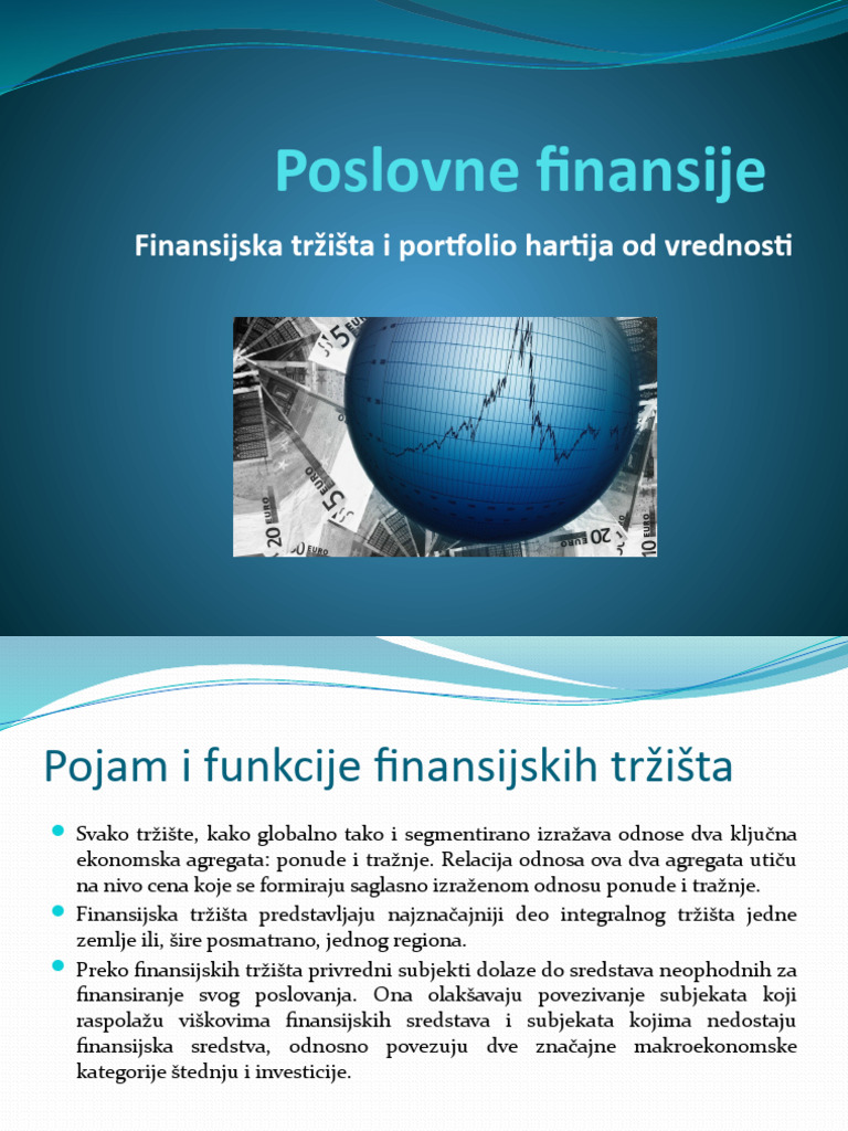 Poslovne Finansije Finansijska Trzista | PDF
