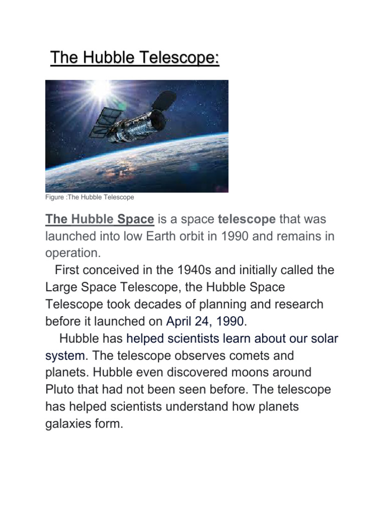 The Hubble Telescope | PDF | Hubble Space Telescope | Nasa