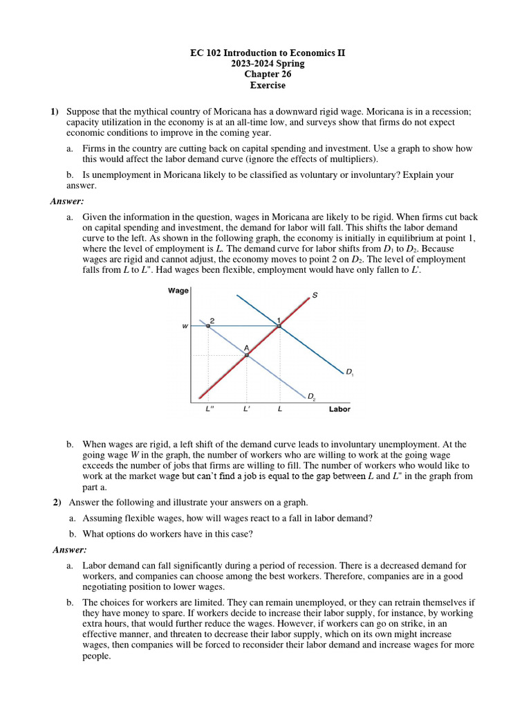 Ec102 2023-2024 ch26 Exercise1 | PDF | Labour Economics | Business Cycle