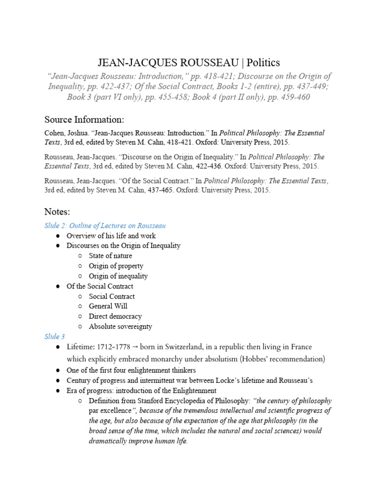 Jean-Jacques Rousseau Discourse... & of The Social Contract | Download ...