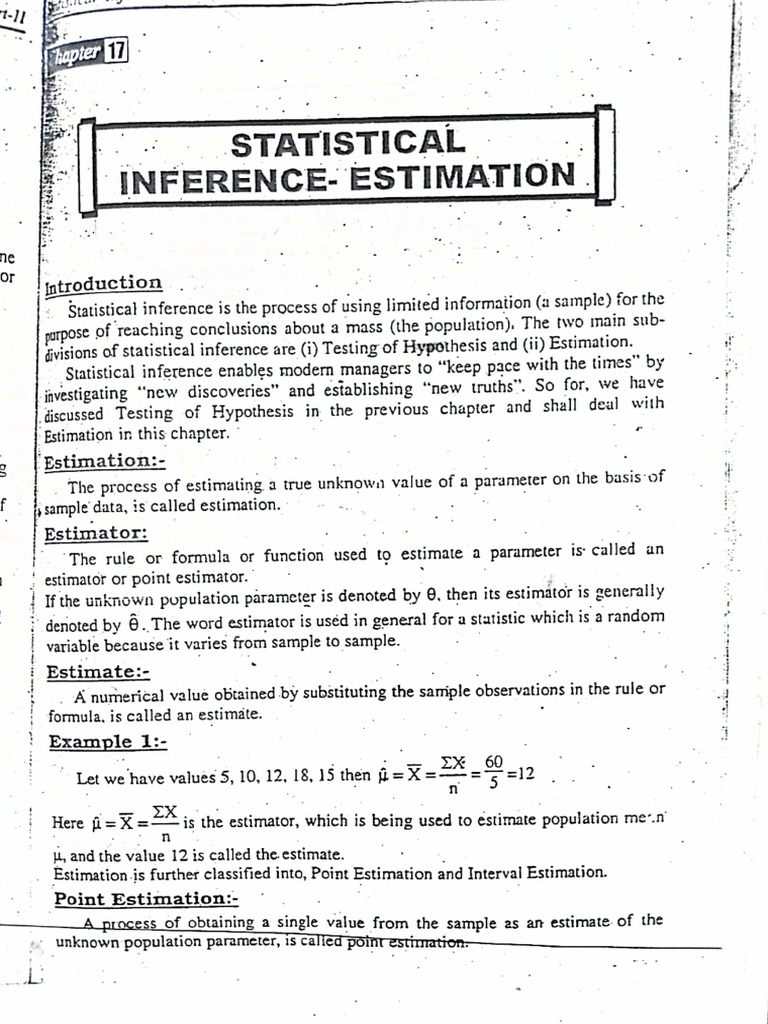 Notes On Estimation Pdf