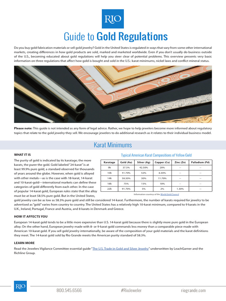 Gold Jurisdictional Regulations Overview | PDF | Fineness | Gold
