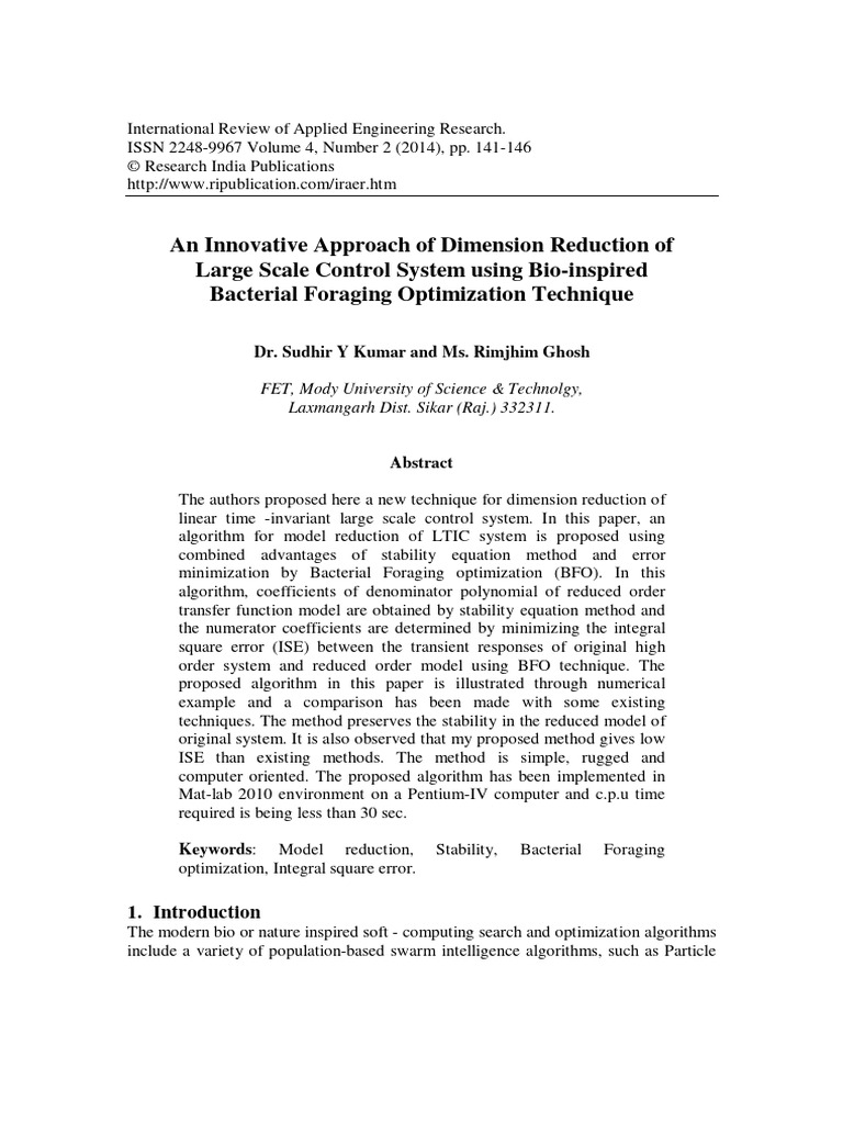 An Innovative Approach of Dimension Reduction of Bio Inspired | PDF | Mathematical Optimization ...