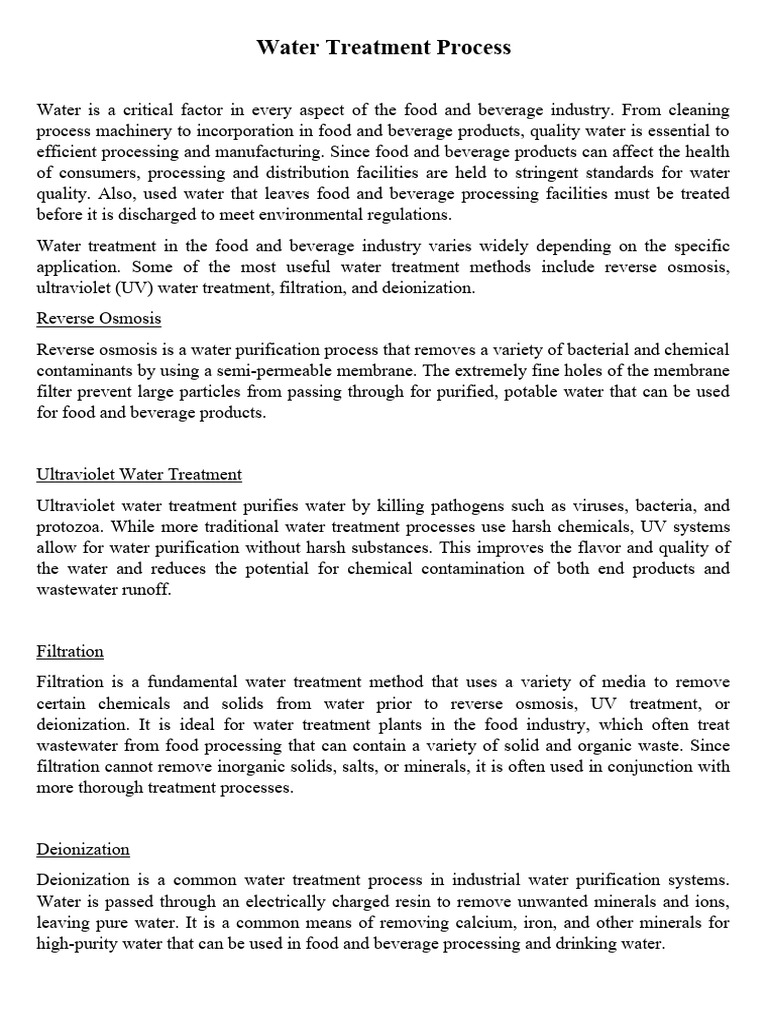 Water Treatment Process | PDF | Water Purification | Water