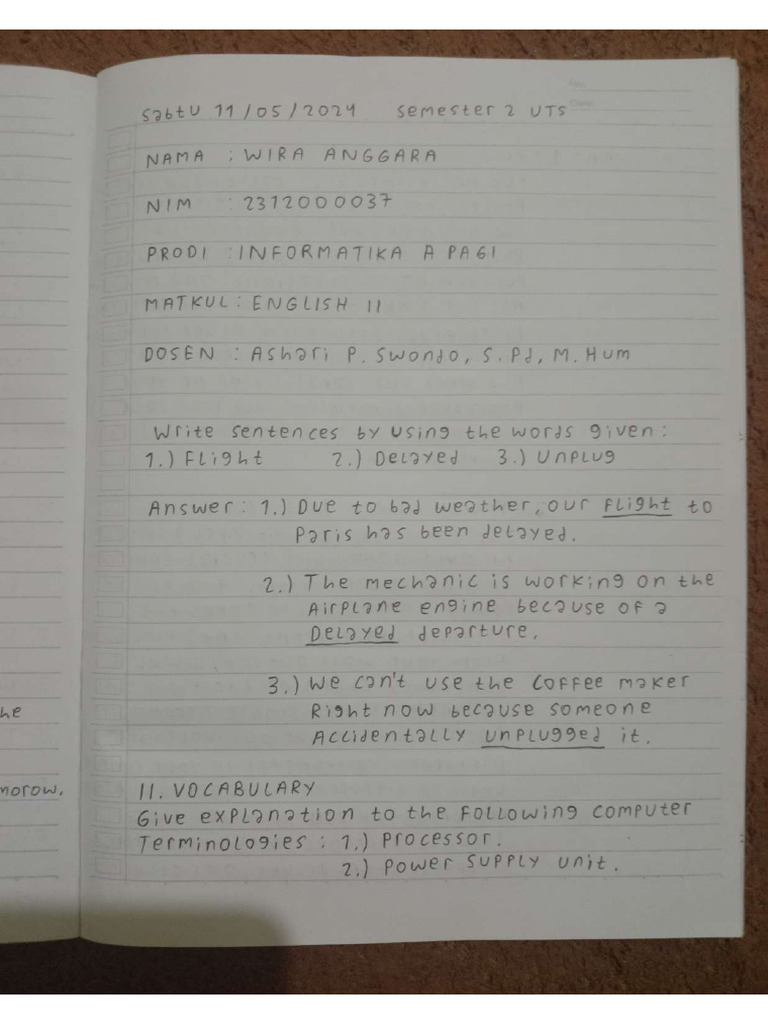 Wira Anggara 2312000037 If A Pagi Uts English II | PDF