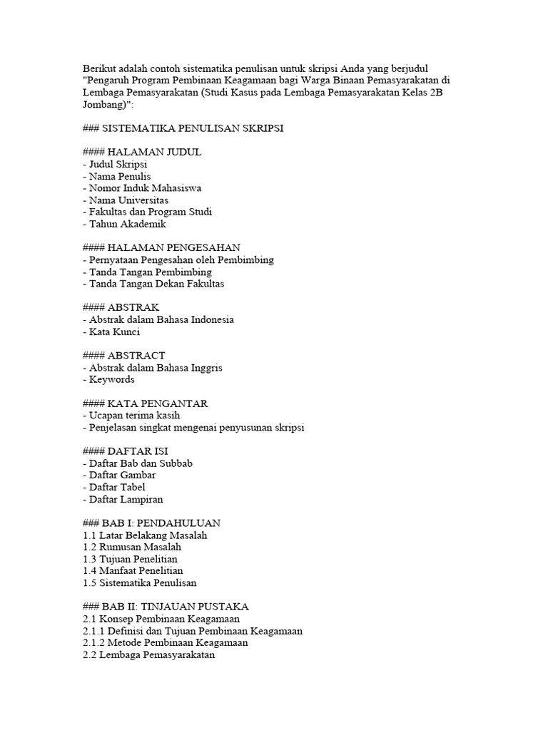Contoh Sistematika Penulisan Skripsi | PDF | Seni
