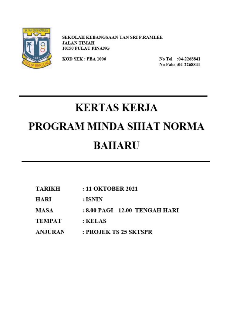 Kertas Kerja Minda Sihat 2021 | PDF | Karier & Perkembangan