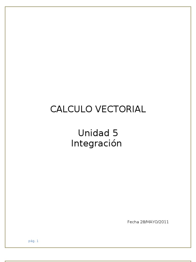 Unidad 5 Calculo Vectorial | PDF | Integral | Vector Euclidiano