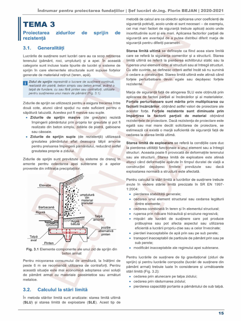 Proiectarea Zidurilor de Sprijin de Rezistenta | PDF