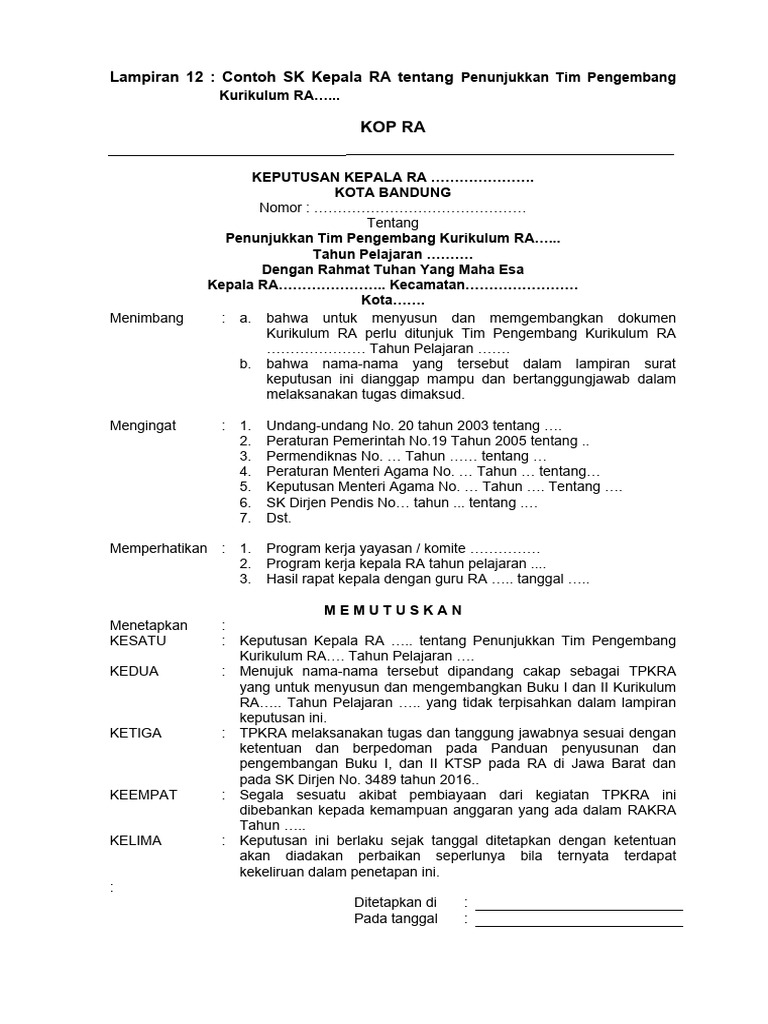 3.Lampiran 12 (CONTOH SK TPKRA)-1 | PDF