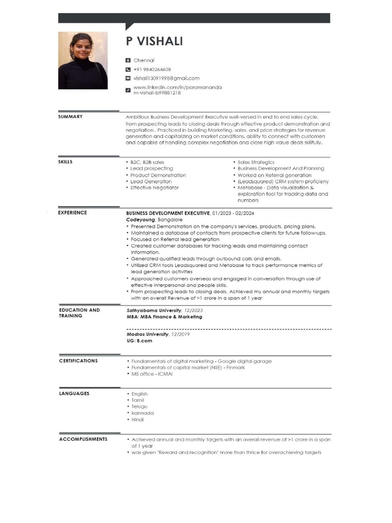 Vishali New Resume | PDF