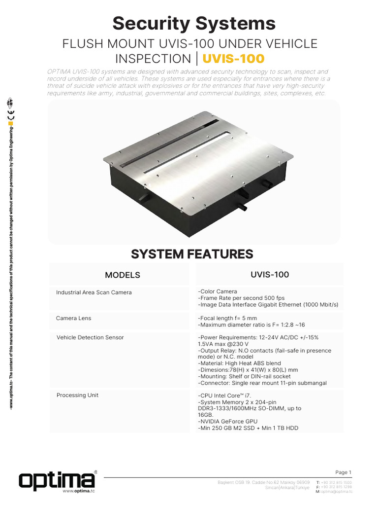 VE - UVIS-100 Under Vehicle Inspection System - EN | PDF | Image ...
