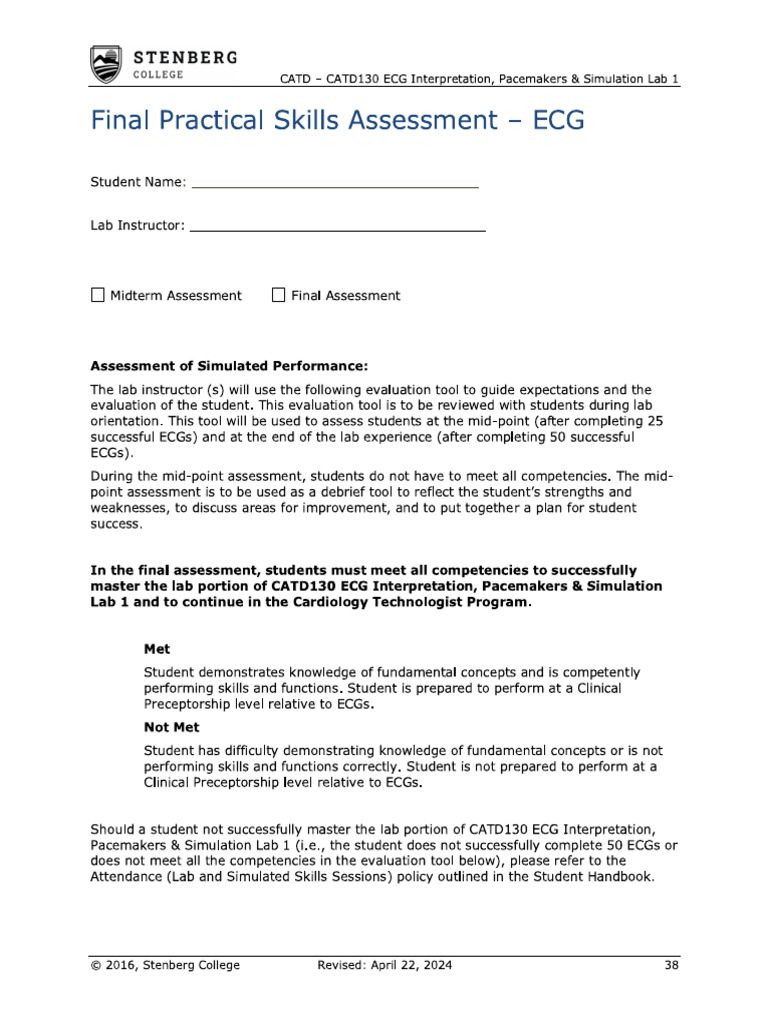Final Practical Skills Assessment - ECG | PDF