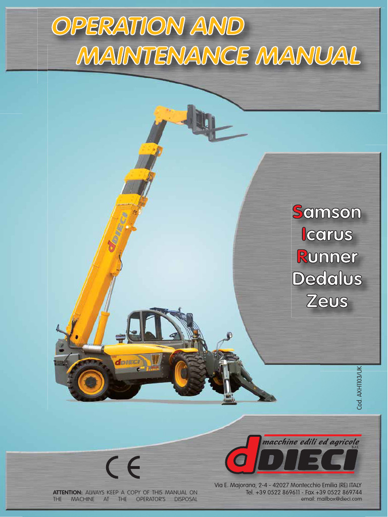Dieci Telehandler Operation Manual | PDF | Vehicles | Steering