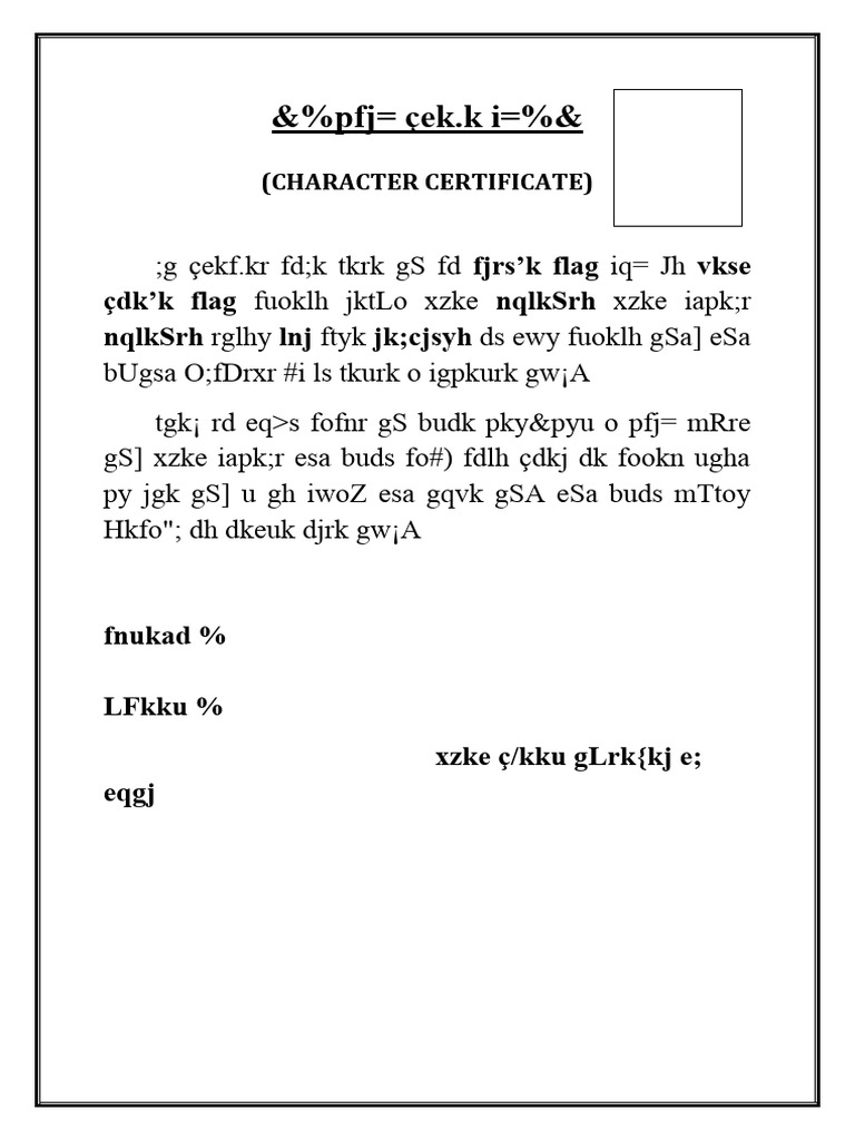 Character Certificate1 | PDF