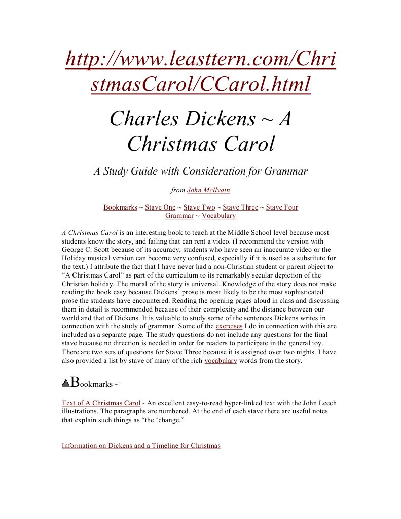 A Christmas Carol Study Guide | PDF
