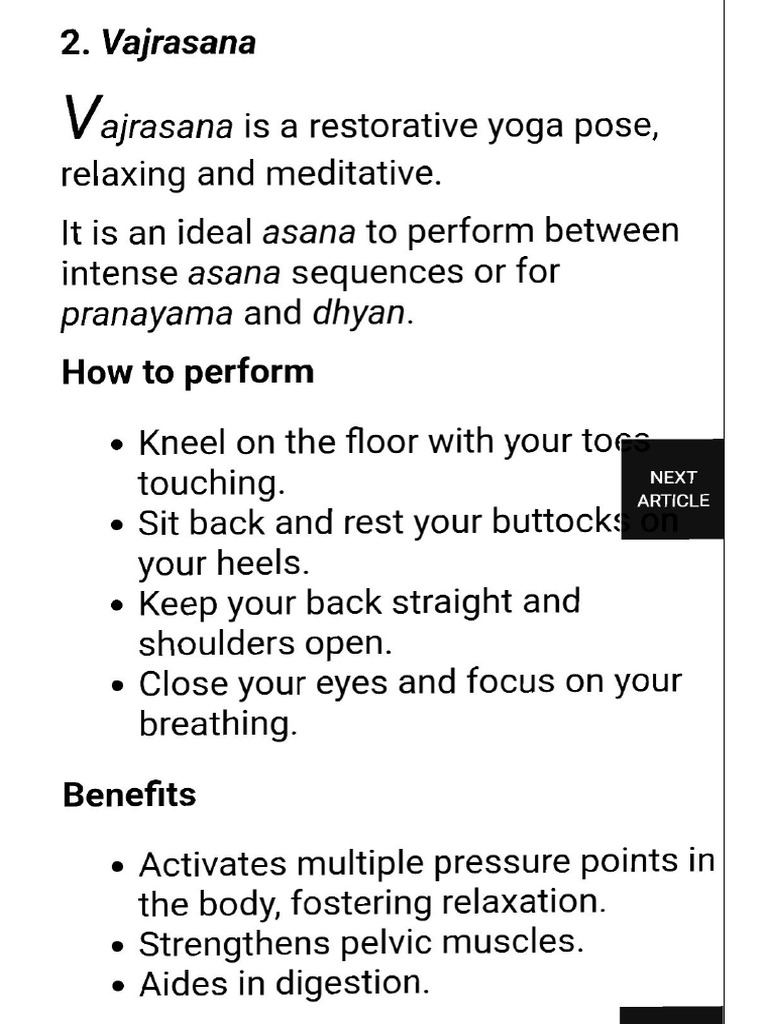 Vajrasana | PDF