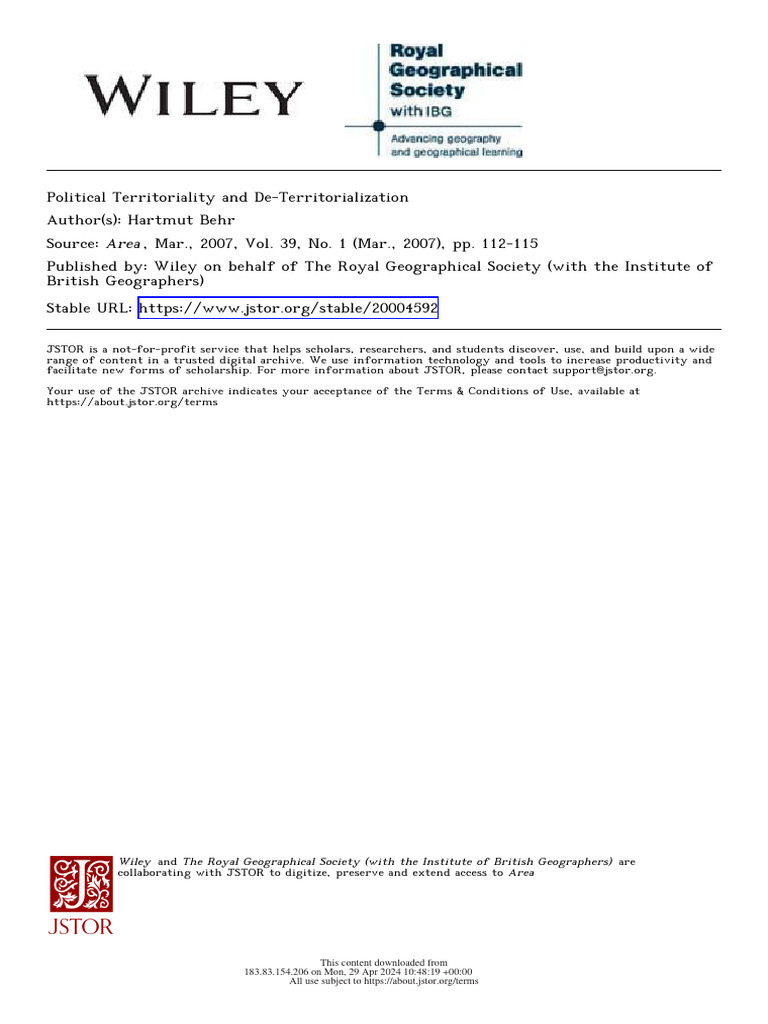Understanding Political De-Territorialization | PDF | Sovereignty ...