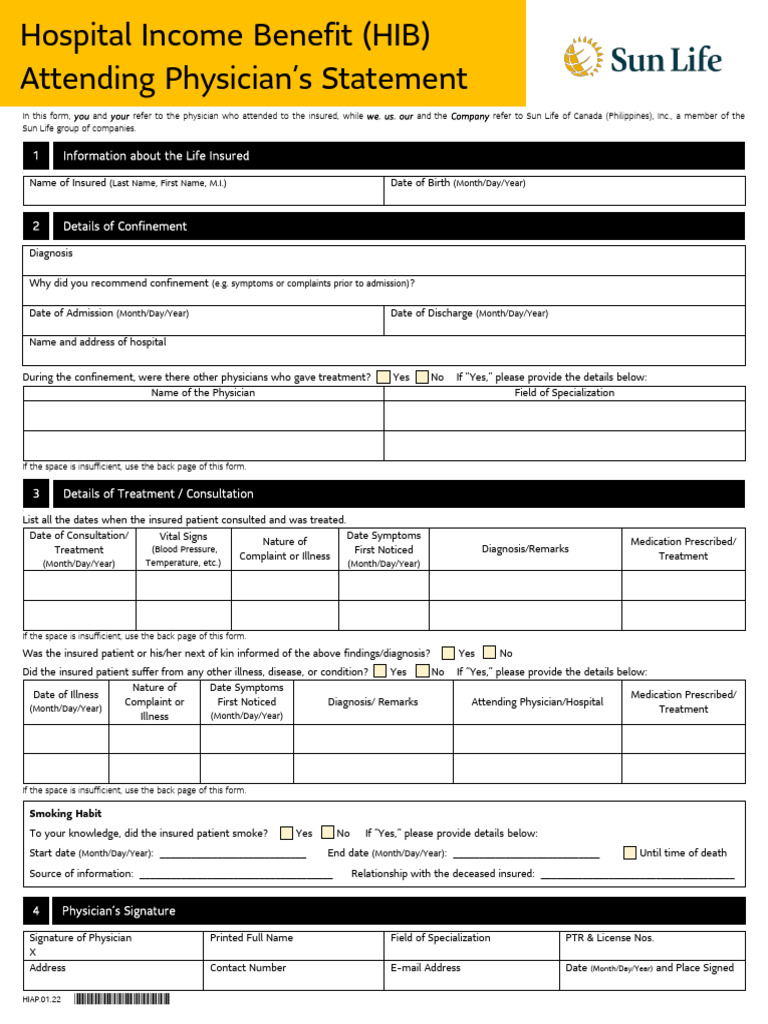 Hospital Income Benefit Claim Form | PDF | Physician | Patient