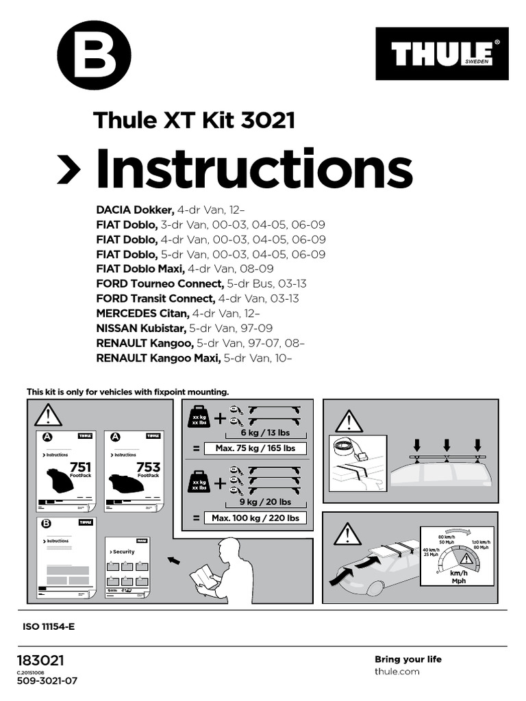 Thule 3021 Kit PDF | Download Free PDF | Automotive Industry | Vehicles