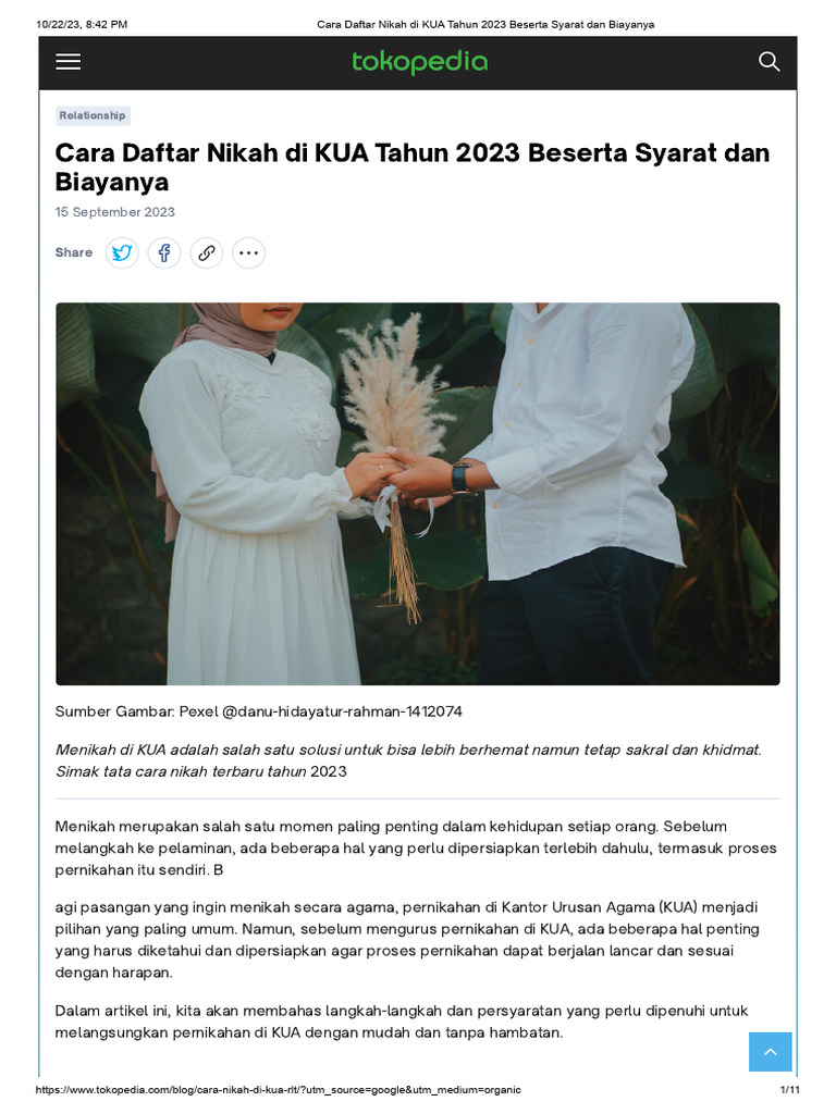 Cara Daftar Nikah Di Kua Tahun 2023 Beserta Syarat Dan Biayanya Pdf