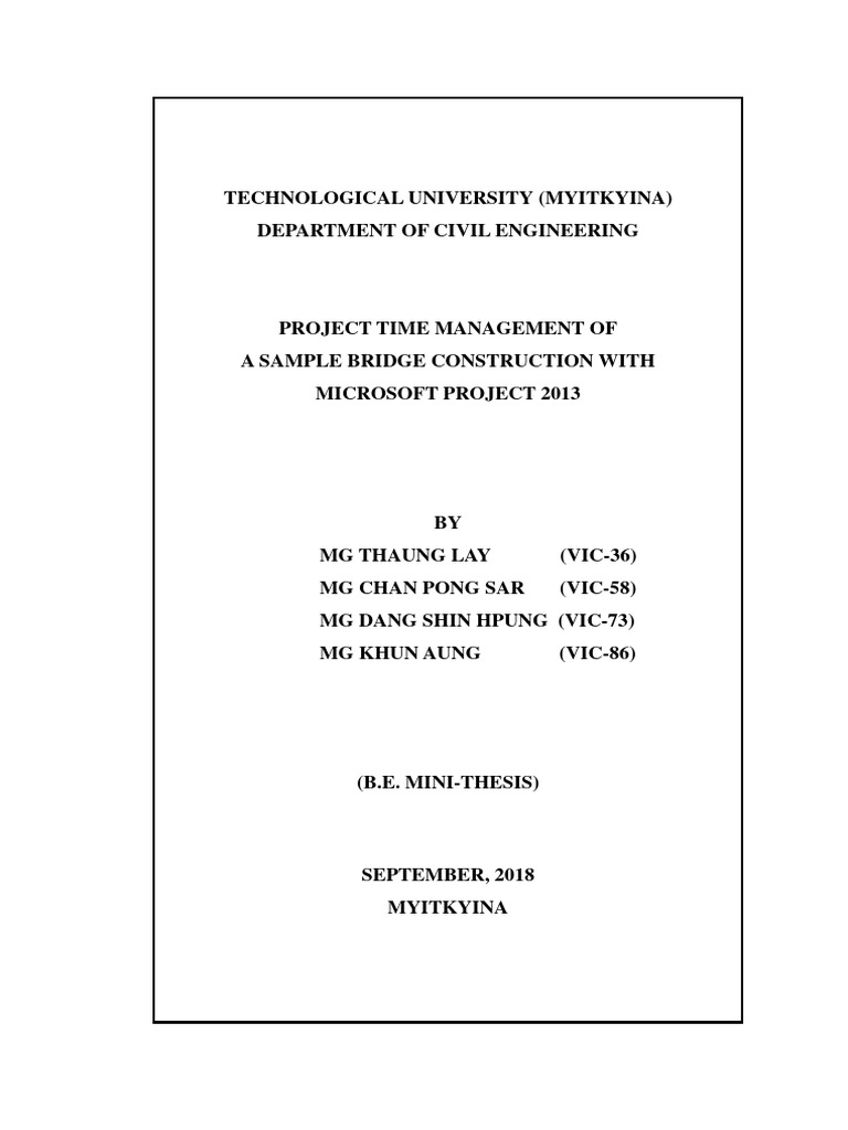Civil Eng. Project Time Mgmt | PDF | Bridge | Project Management