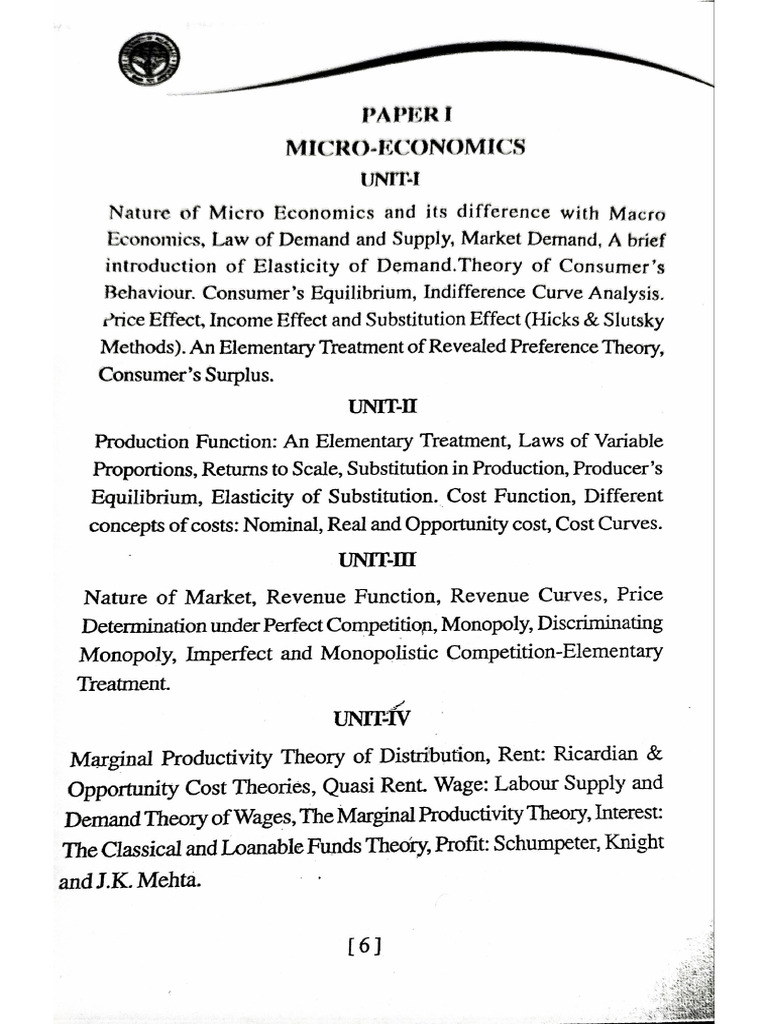 BA 1st Year Economics Syllabus | PDF