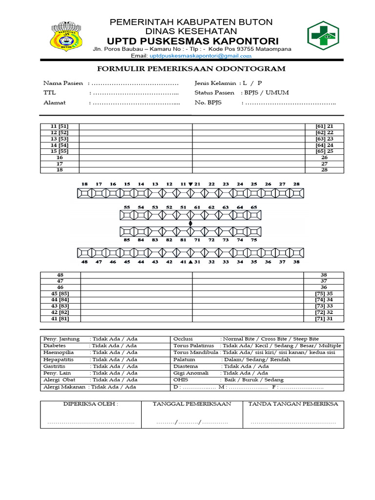 Odontogram Gigi Kapontori | PDF