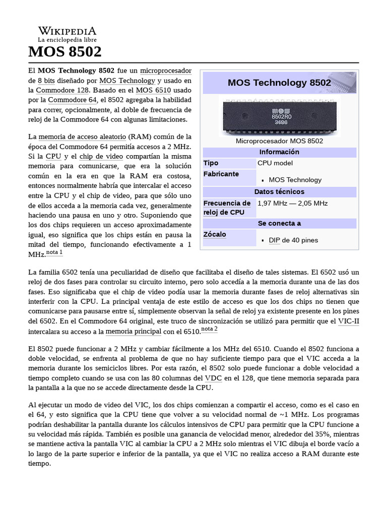 Mos 8502 | PDF | Ciencias de la Computación | Electrónica digital