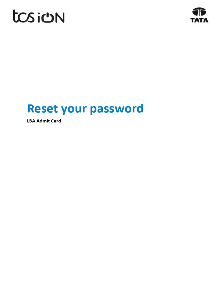TCS iON - Admit Card Password Reset v3 | PDF