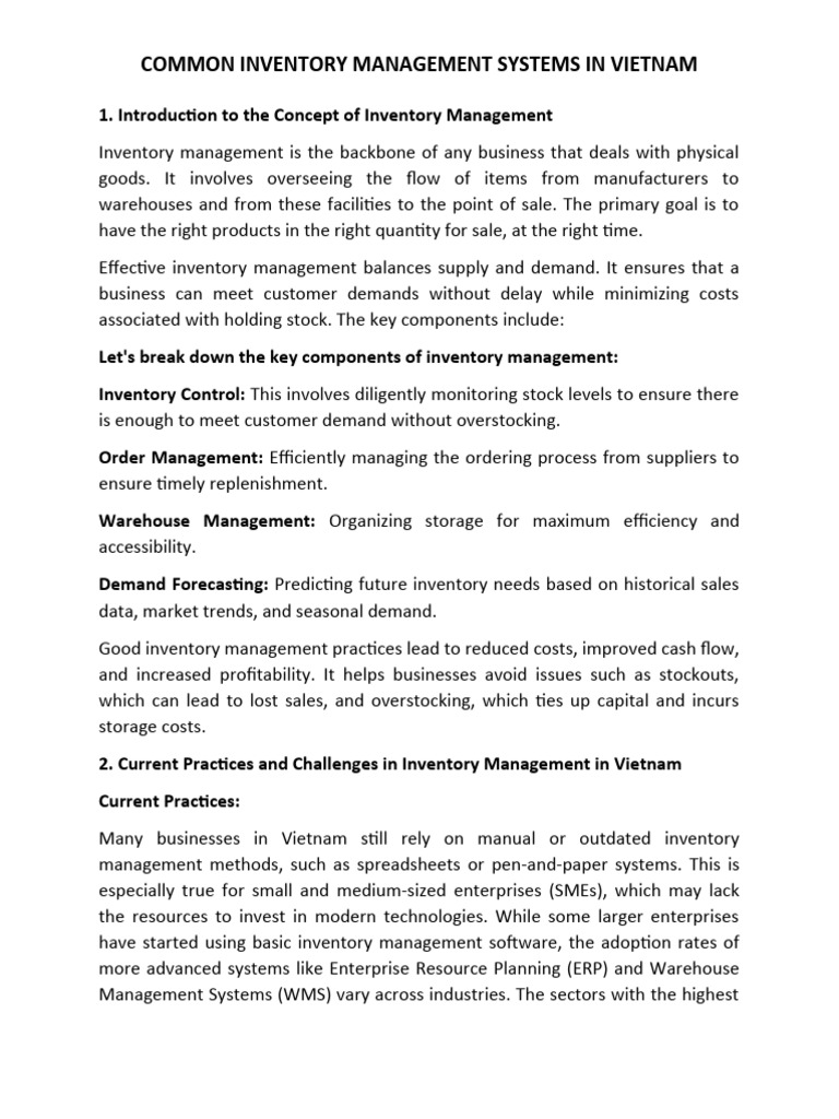 Overview of Common Inventory Management System in Vietnam | PDF ...