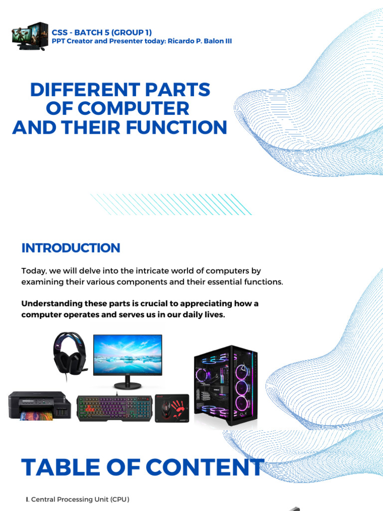 Different Parts of Computer | PDF | Input/Output | Computer Data Storage